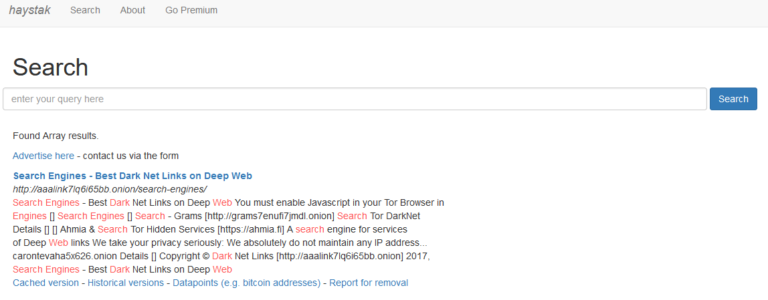 Haystak Dark Web Search Engine - Hidden Wiki