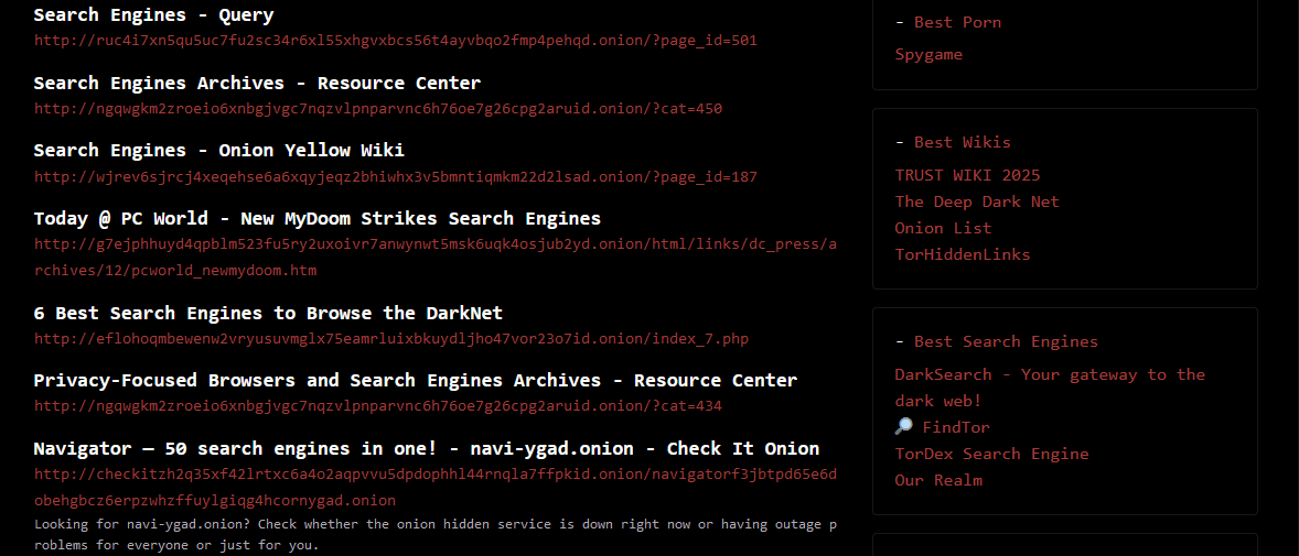 Our Realm Search Engine - Hidden Wiki
